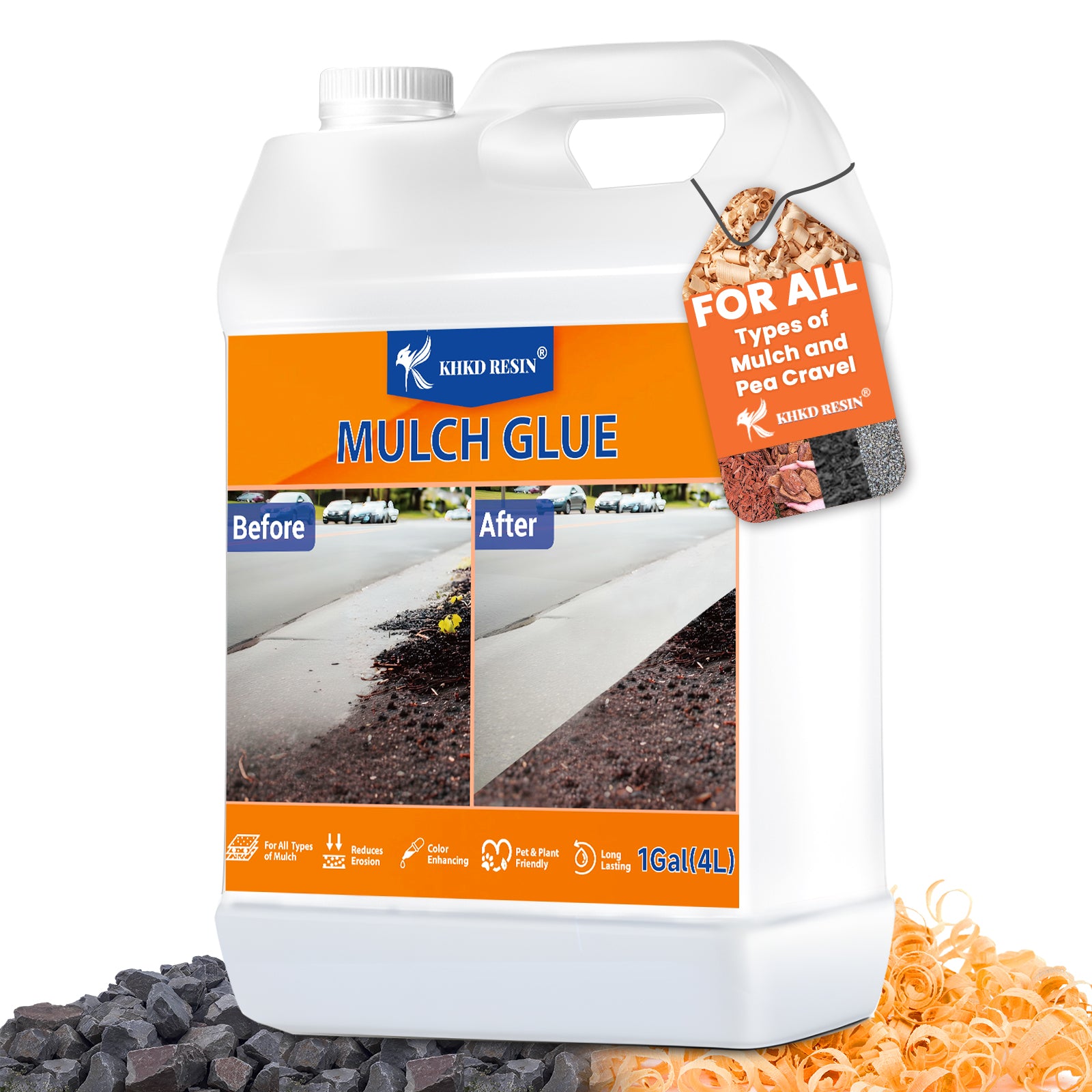 KHKD Resin Mulch Glue – Strong Outdoor Binder for Gravel & Landscaping ...